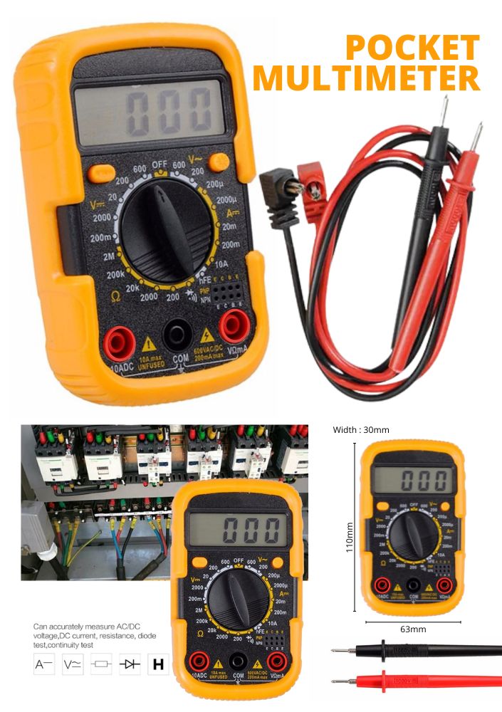 Mini Pocket Digital Multimeter LCD Backlight Volt Meter Ammeter ...