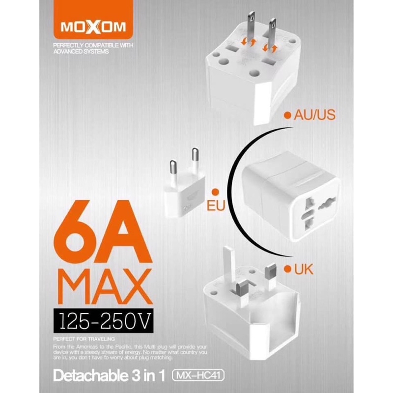 MOXOM MX-HC41 6A Magic Cube Universal Plug Detachable 2 in 1 Travel ...