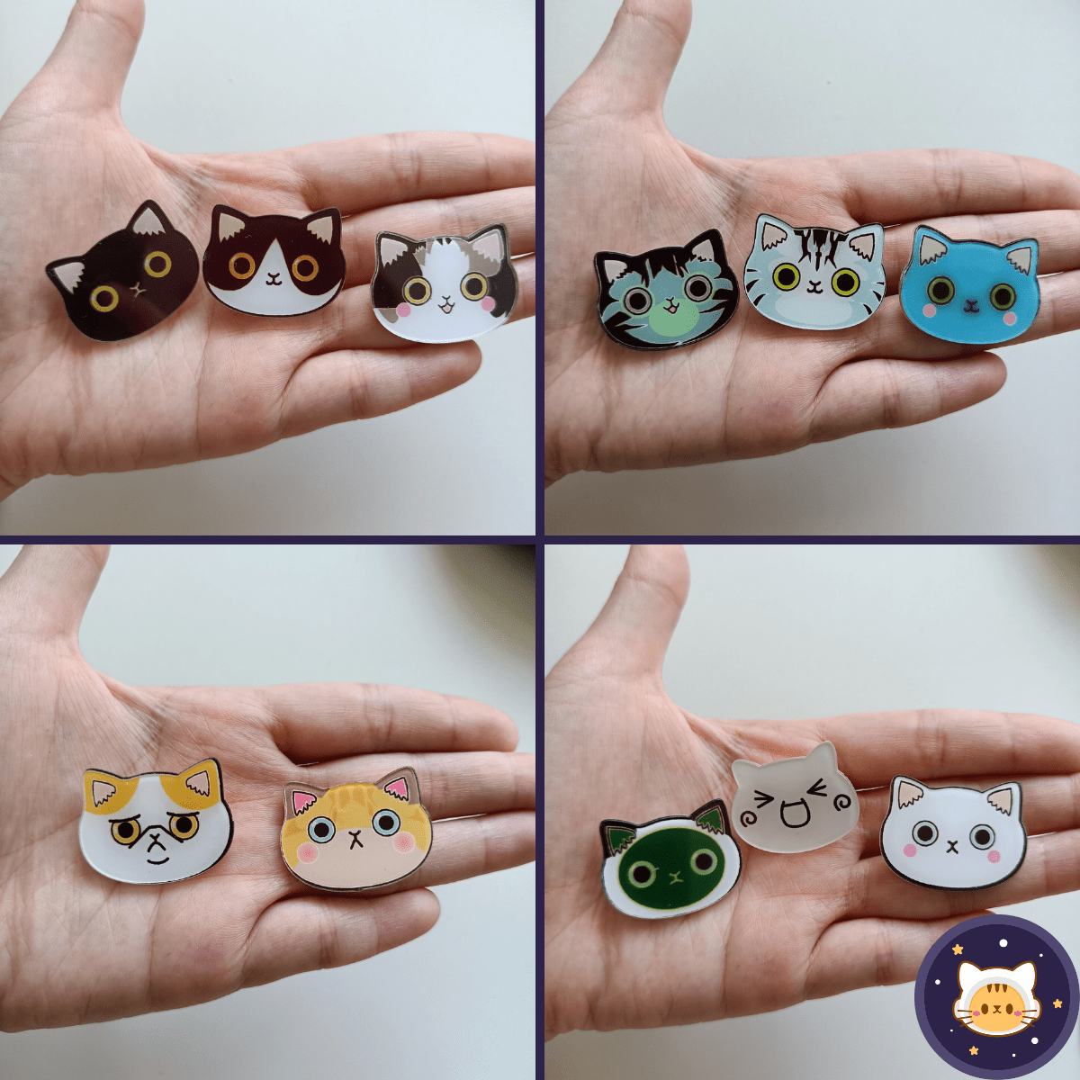 OYEN PLANET Small Cat Face Series Cute Cartoon Acrylic Brooch Pin ...