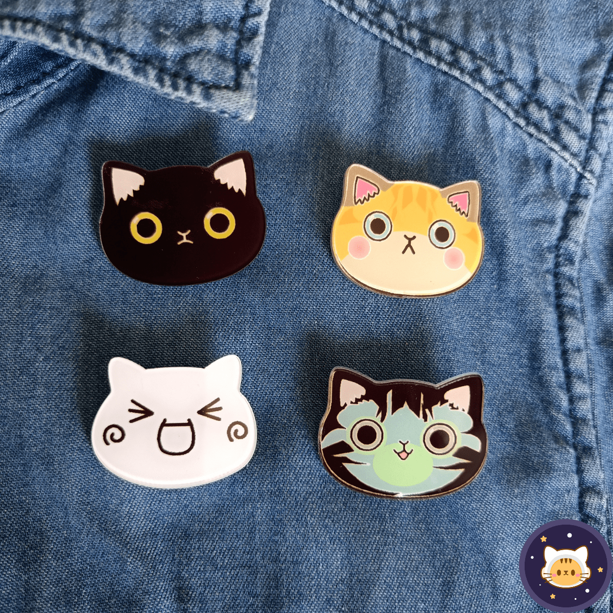 OYEN PLANET Small Cat Face Series Cute Cartoon Acrylic Brooch Pin ...
