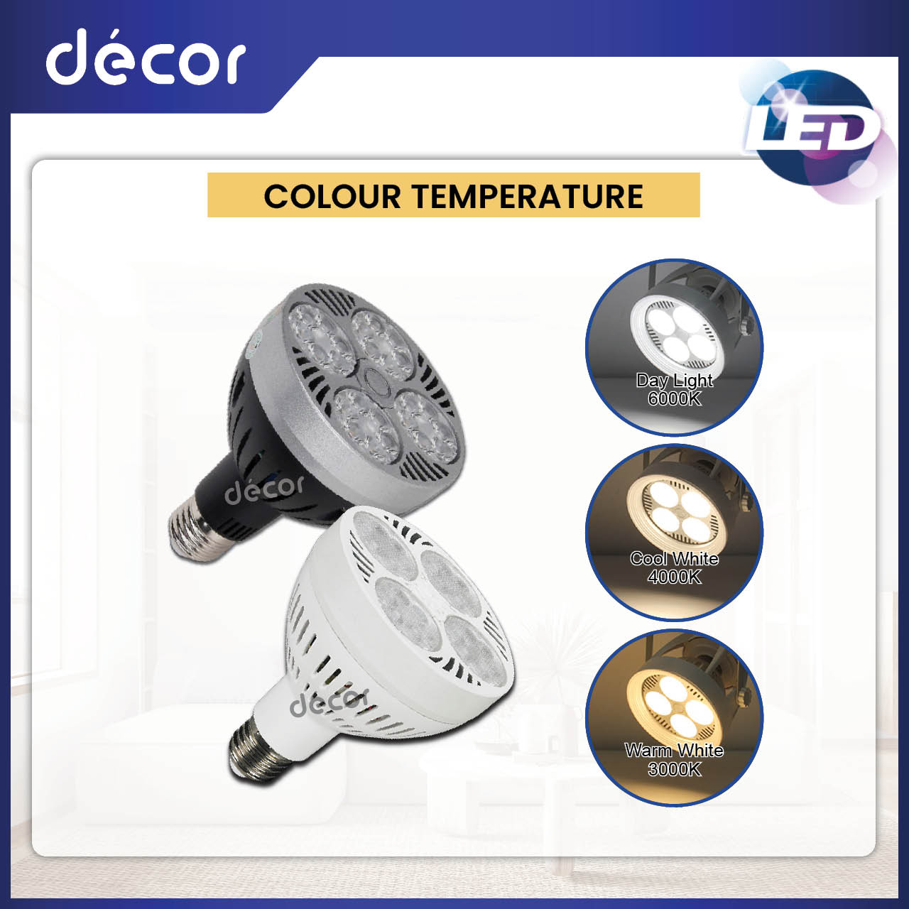 LED Track Light PAR30 Casing PAR30 BULB Mentol Black / White E27 Holder ...