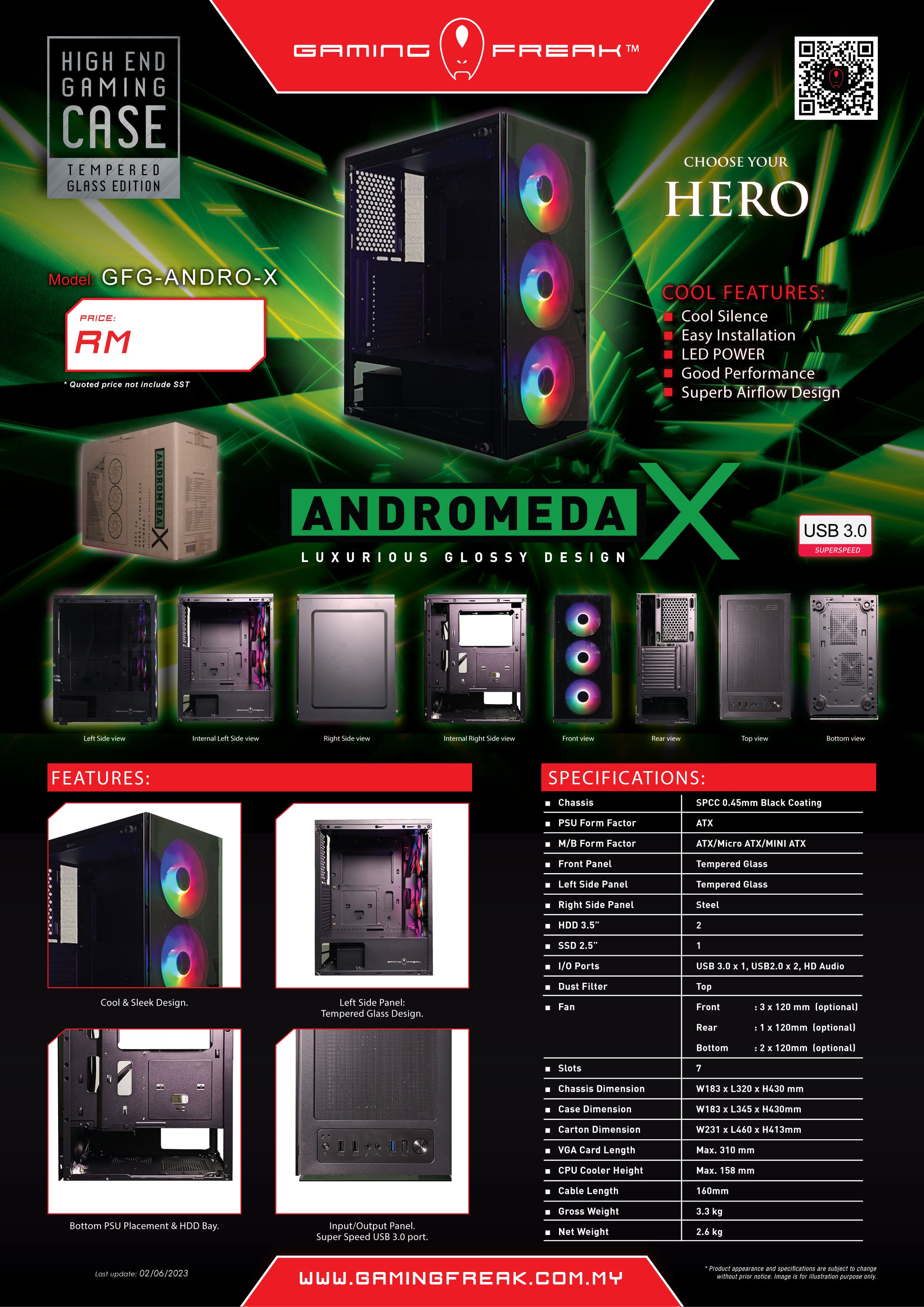 Gaming Freak Andromeda Series ATX Tower Casing - Andromeda/Andromeda X ...