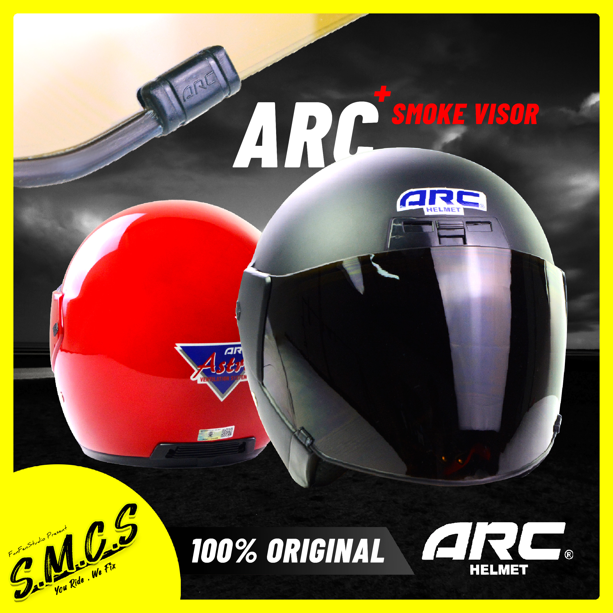 ARC Helmet Astro Black Visor With Rubber Feet [12 Colour] (100%Original ...