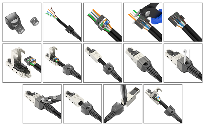 RJ45 Cat6A/Cat7/Cat8 Connector Tool-Free Toolless RJ45 Termination Plug ...