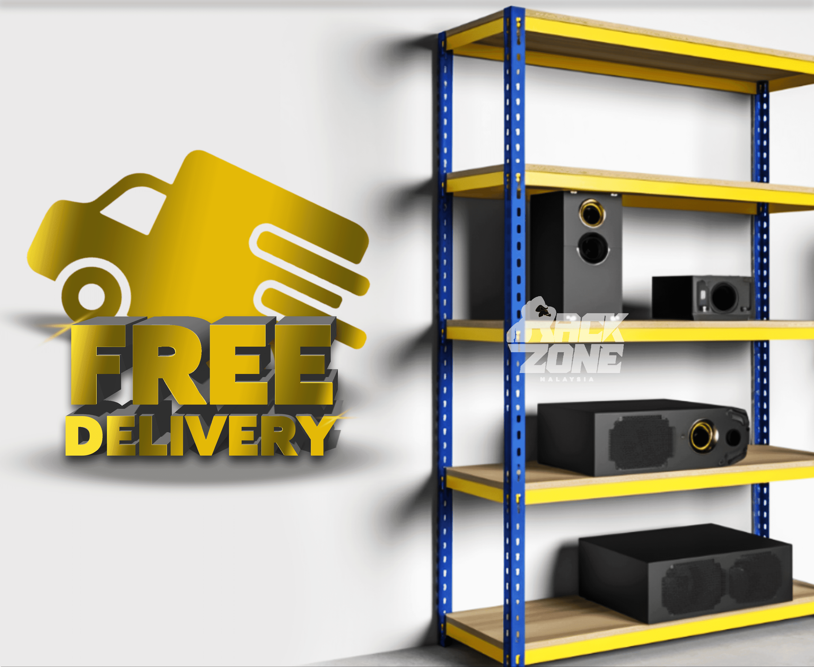 RACKZONE Yellow Blue 5 Level Rak Besi Bertingkat Boltless Rack Shelf ...