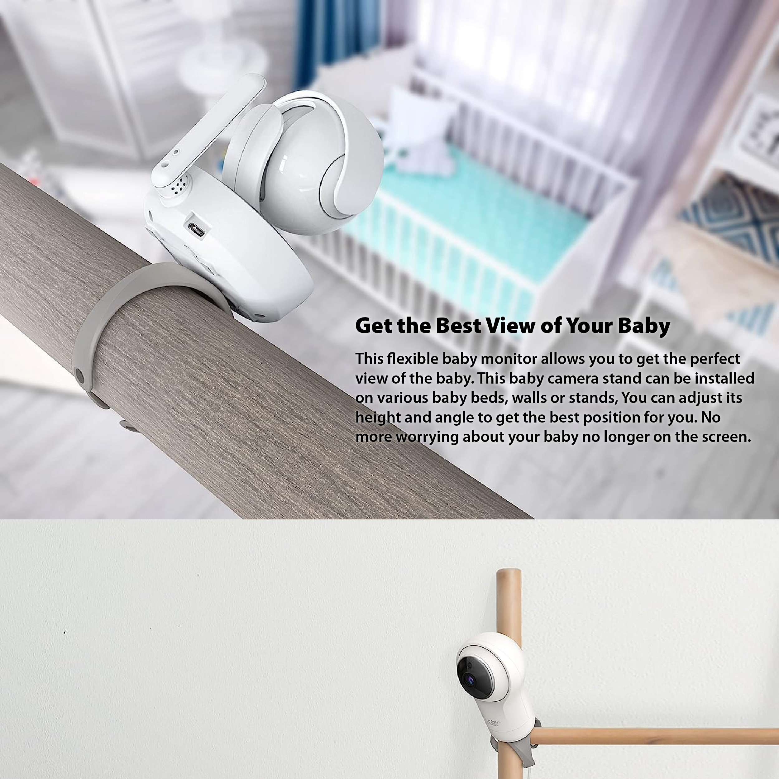 HUBBLE GRIP with Flexible Rubble, Universal Baby Monitor Mount ...