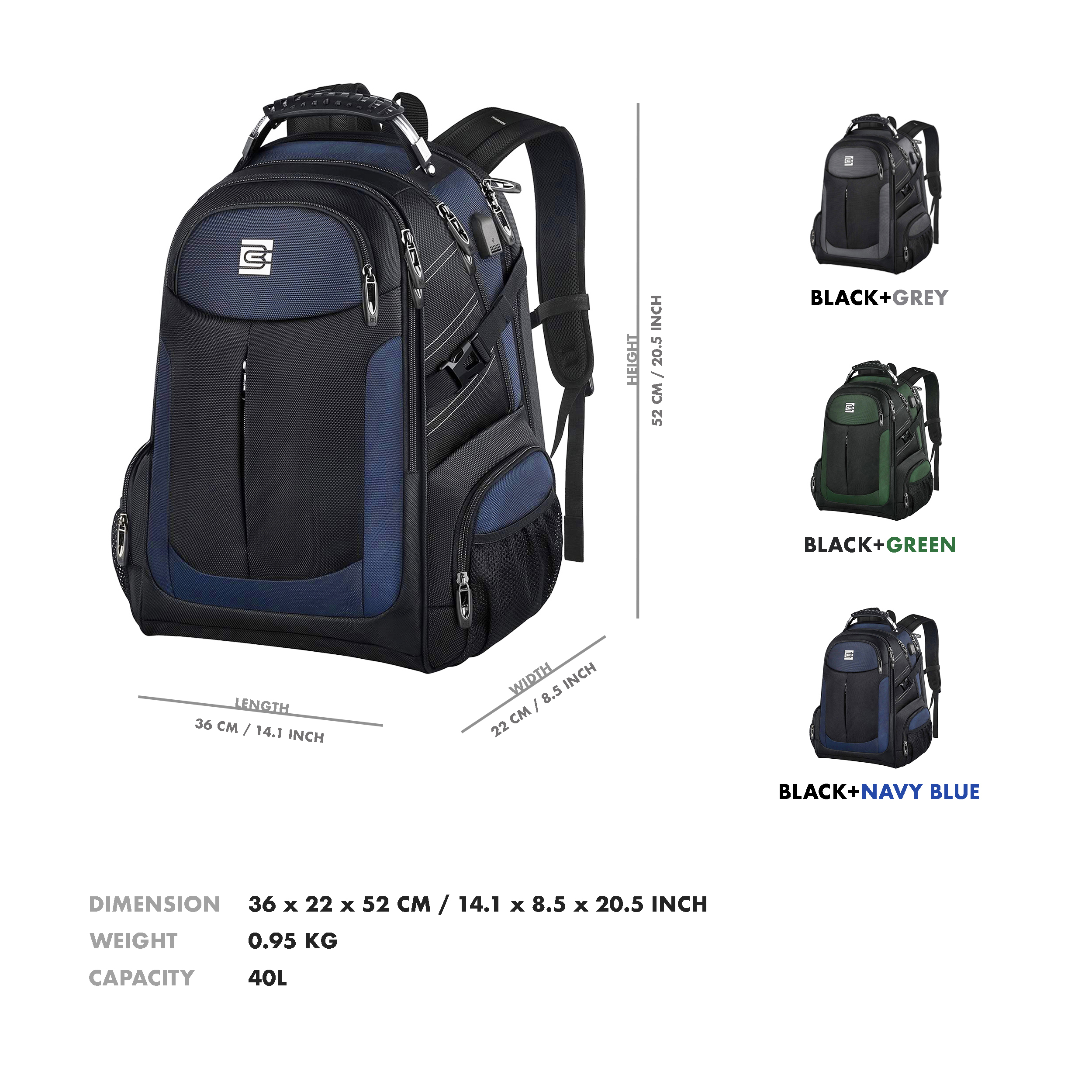 BRUNO CAVALLI Multifunctional Extra Large Laptop Computer Backpack with ...