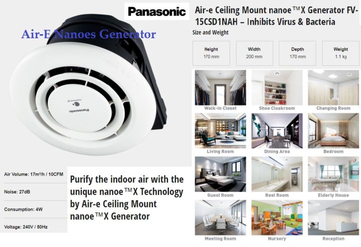 Panasonic FV-15CSD1 Air-e Ceiling Mount nanoe™X Generator FV-15CSD1NAH air purifier | Shopee ...