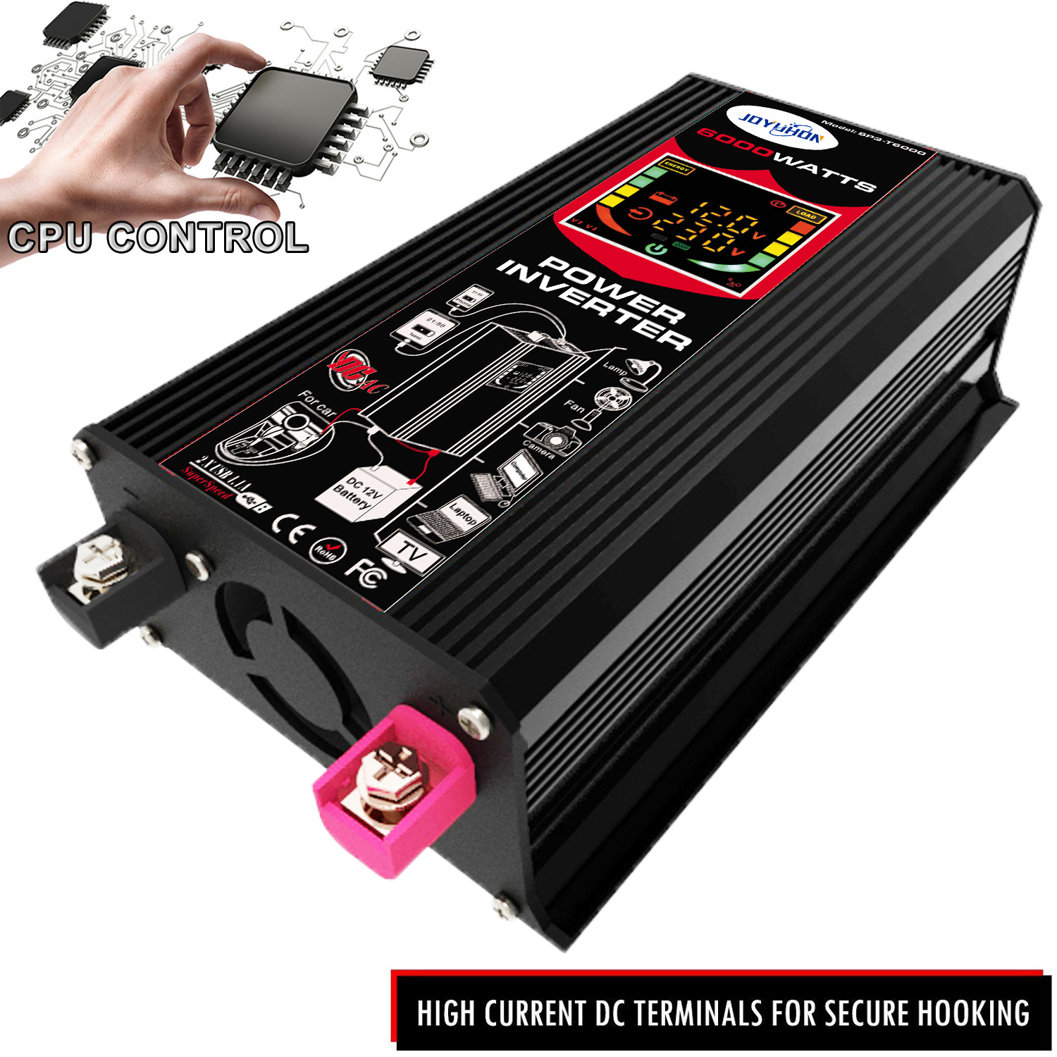 JOYUHON Solar Panel System DC12V TO AC220V 80W Solar Panel 6000W Power Inverter 30A Solar ...