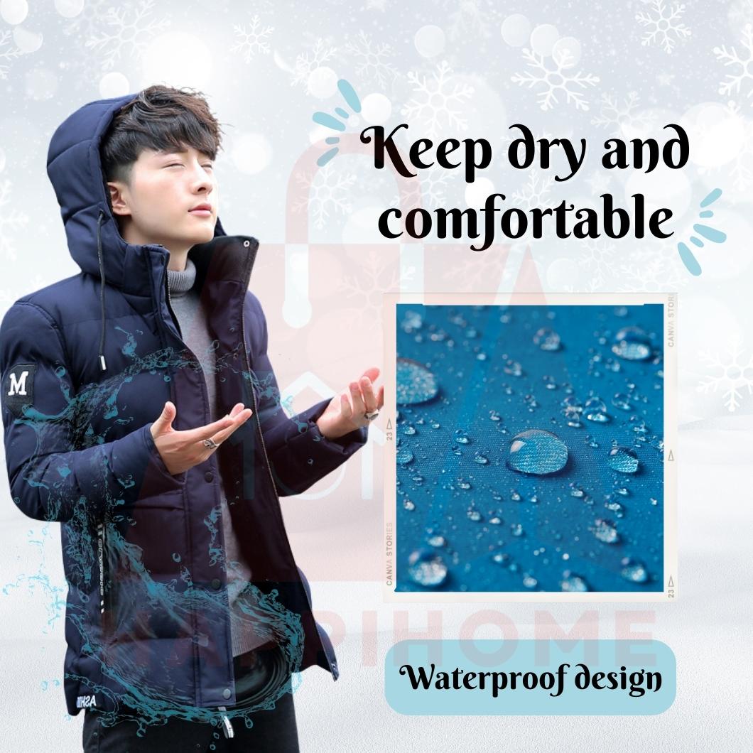 Men Winter Windbreaker Winter Windproof Coat Winter Down Jacket Blue ...