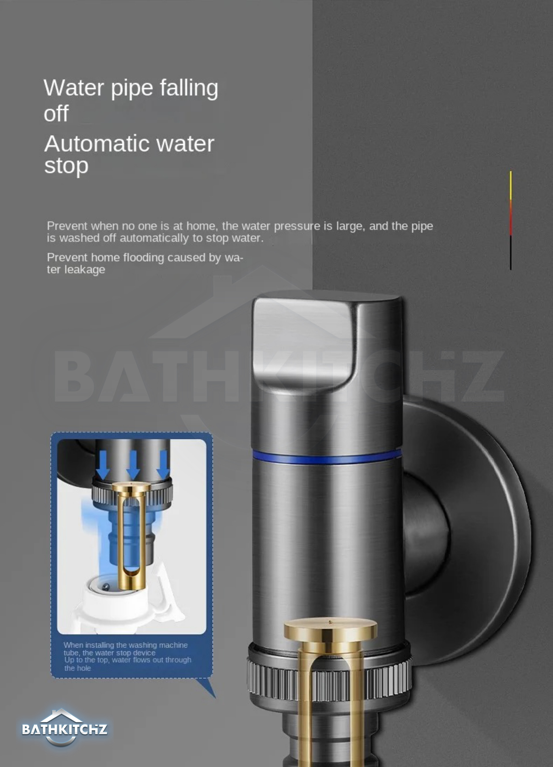 BATHKITCHZ SUS 304 Pin Stopper Connector Water Stop Faucet Water Outlet ...