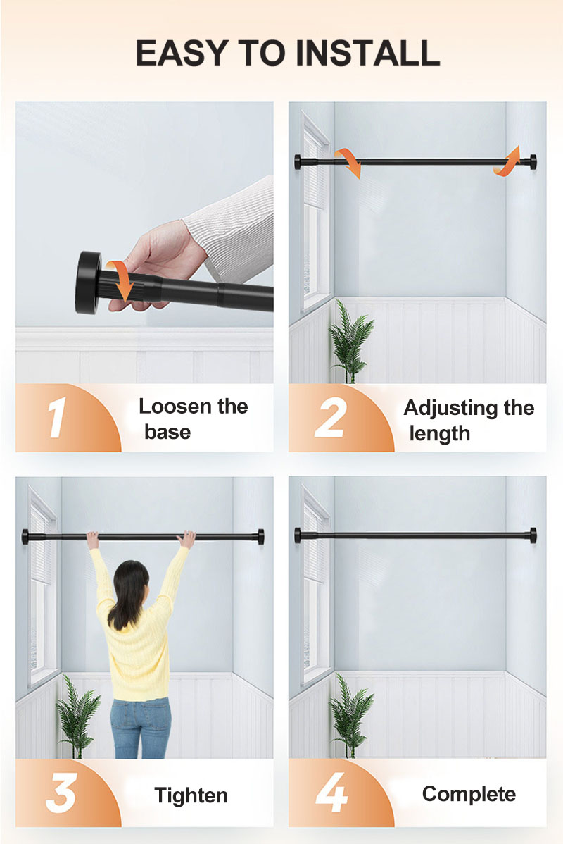 Adjustable Curtain Rod Stainless Steel Extendable Cloth Rail Window ...