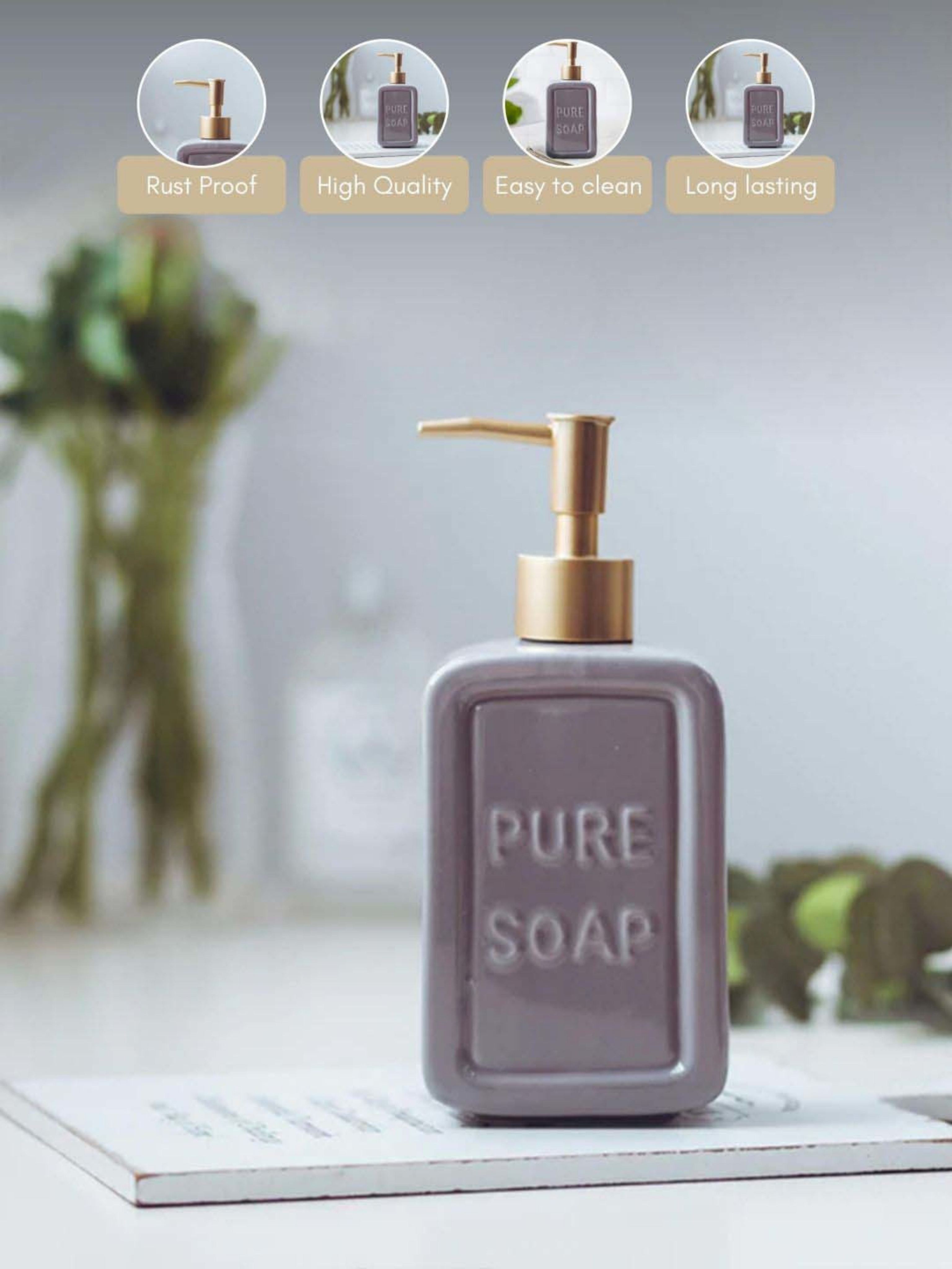 470ml Botol Sabun Ceramic Emboss Pure Soap Bottle Dispenser with Gold ...