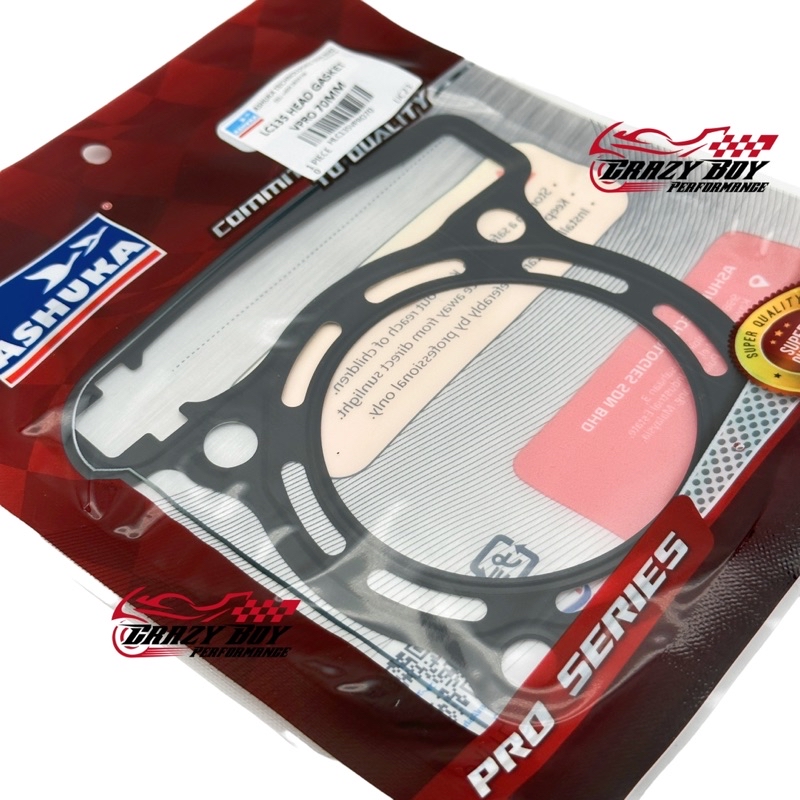 ASHUKA HEAD GASKET VPRO BLACK RCM & COPPER Y15ZR LC135 65MM 66MM 68MM 70MM 72MM GASKET HEAD V ...
