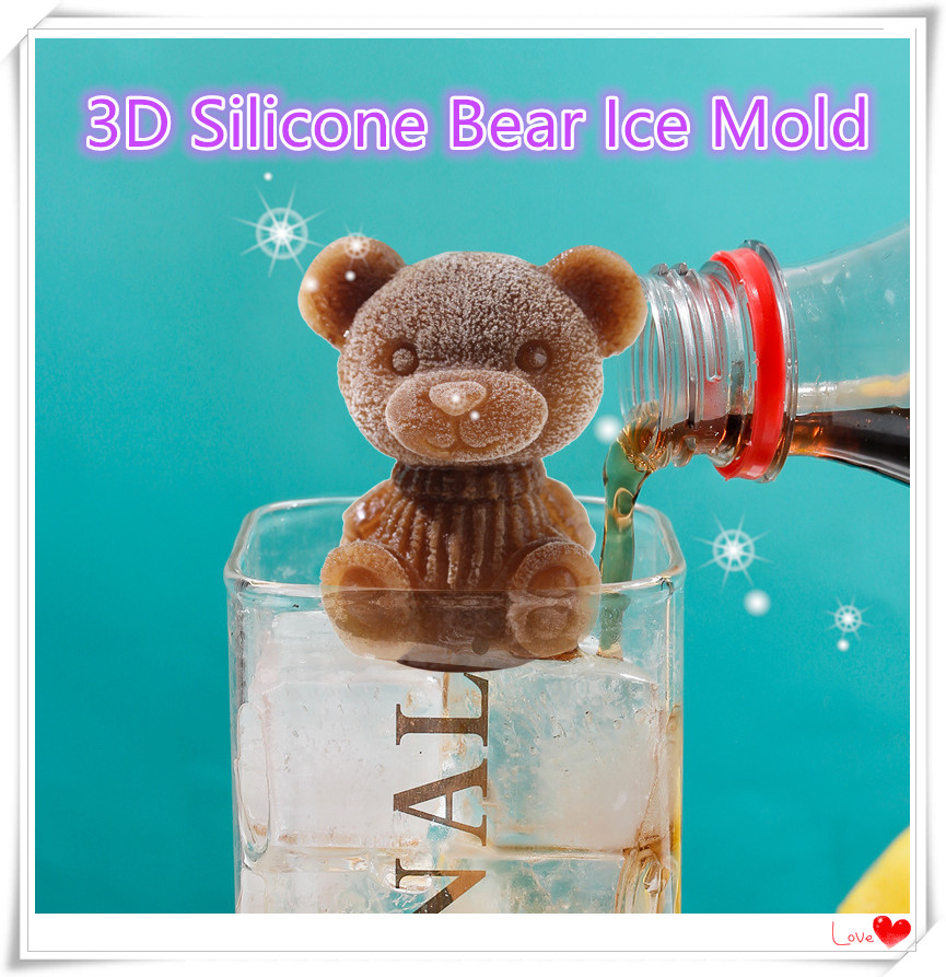 3D Silicone Ice Cube Mold Ice Cream Silicone Abrasive Teddy Bear Mold ...