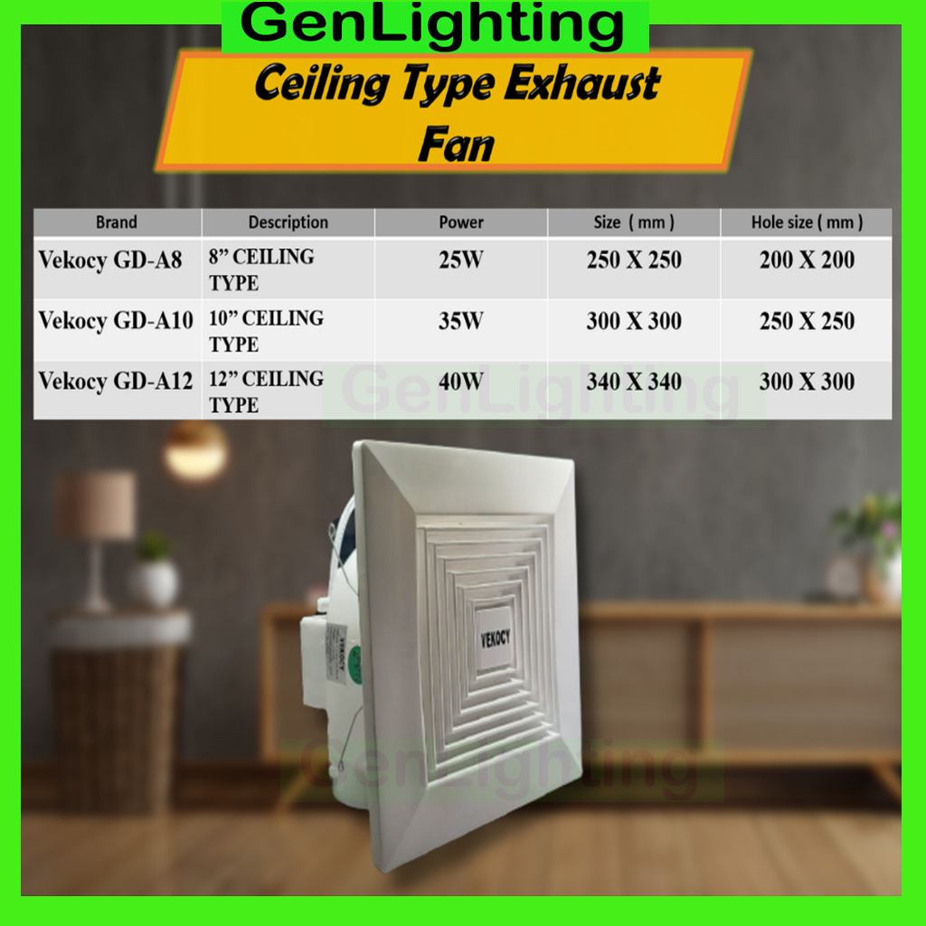 SIRIM Vekocy Exhaust Fan 8" / 10" / 12" Wall Exhaust Fan Ceiling ...