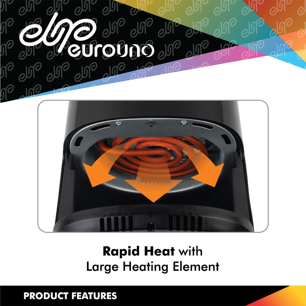 Euro Uno Mini Air Fryer 800W Knob Control 1.2Litre 30 Minutes Timer ...