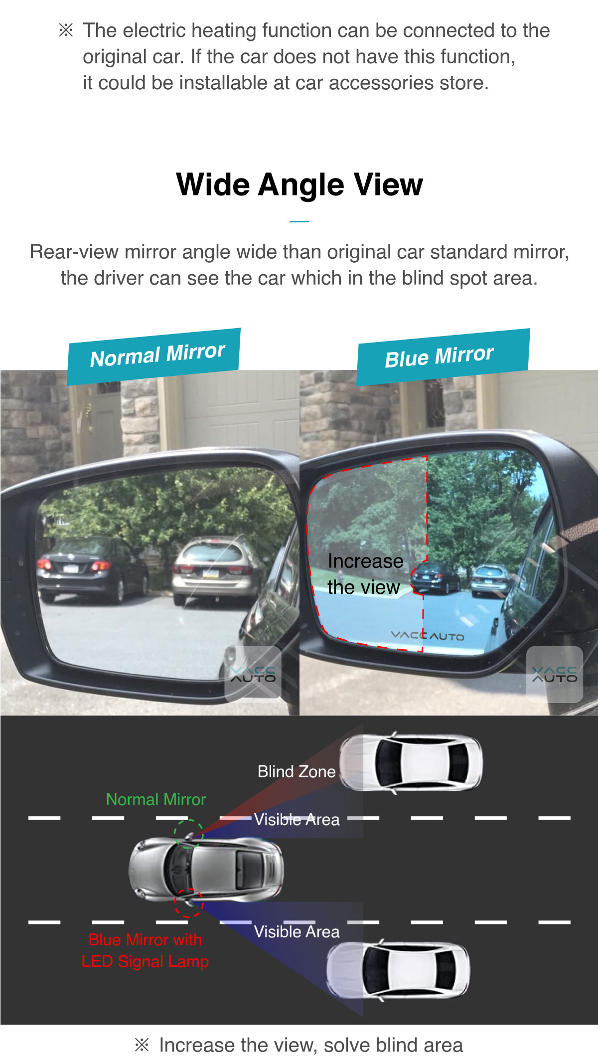VACC AUTO BSM Blue Mirror with LED Signal Lamp Side Rearview Winker ...