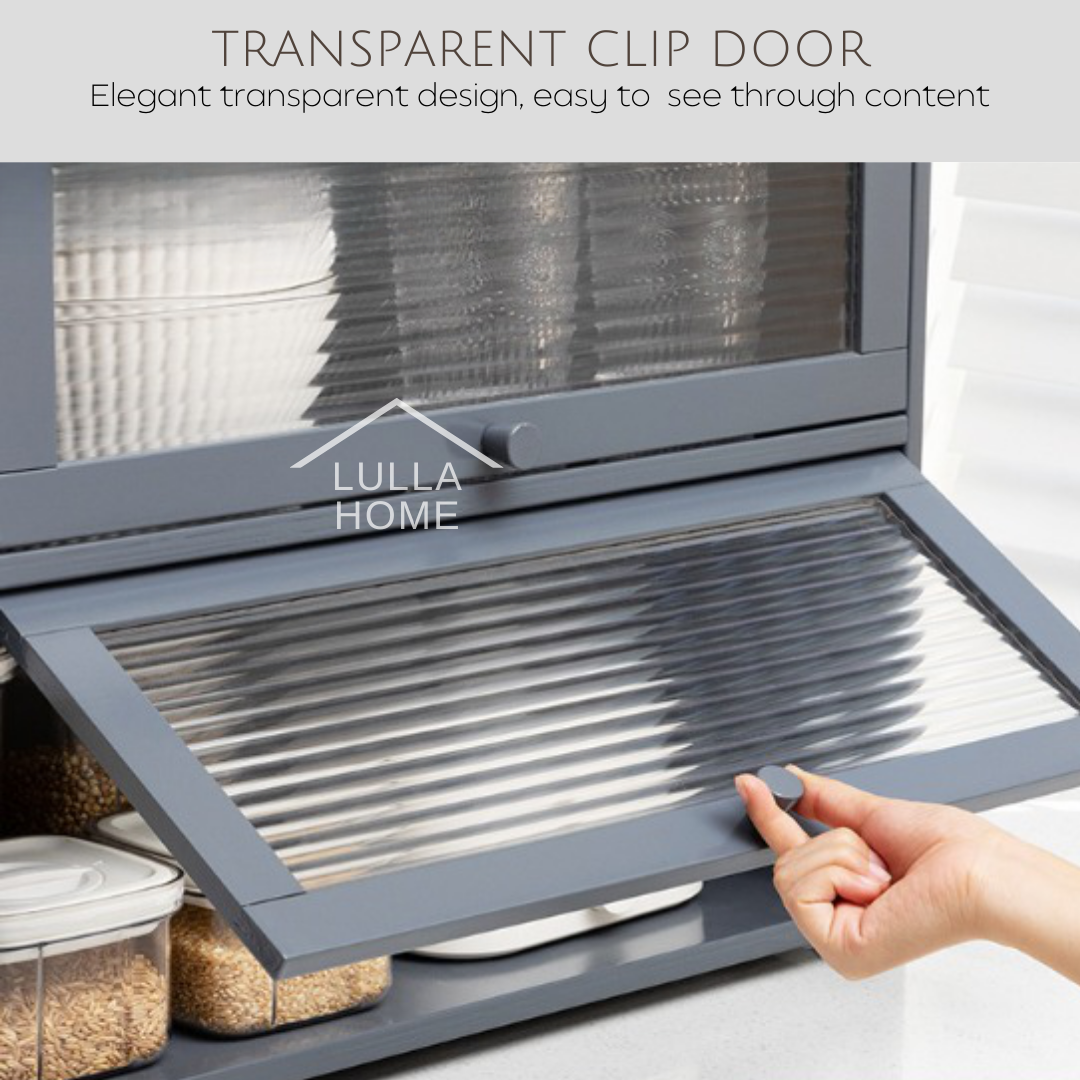 LullaHome Minimalist Muji Grey Nordic Bamboo Cabinet Kitchen Pantry ...