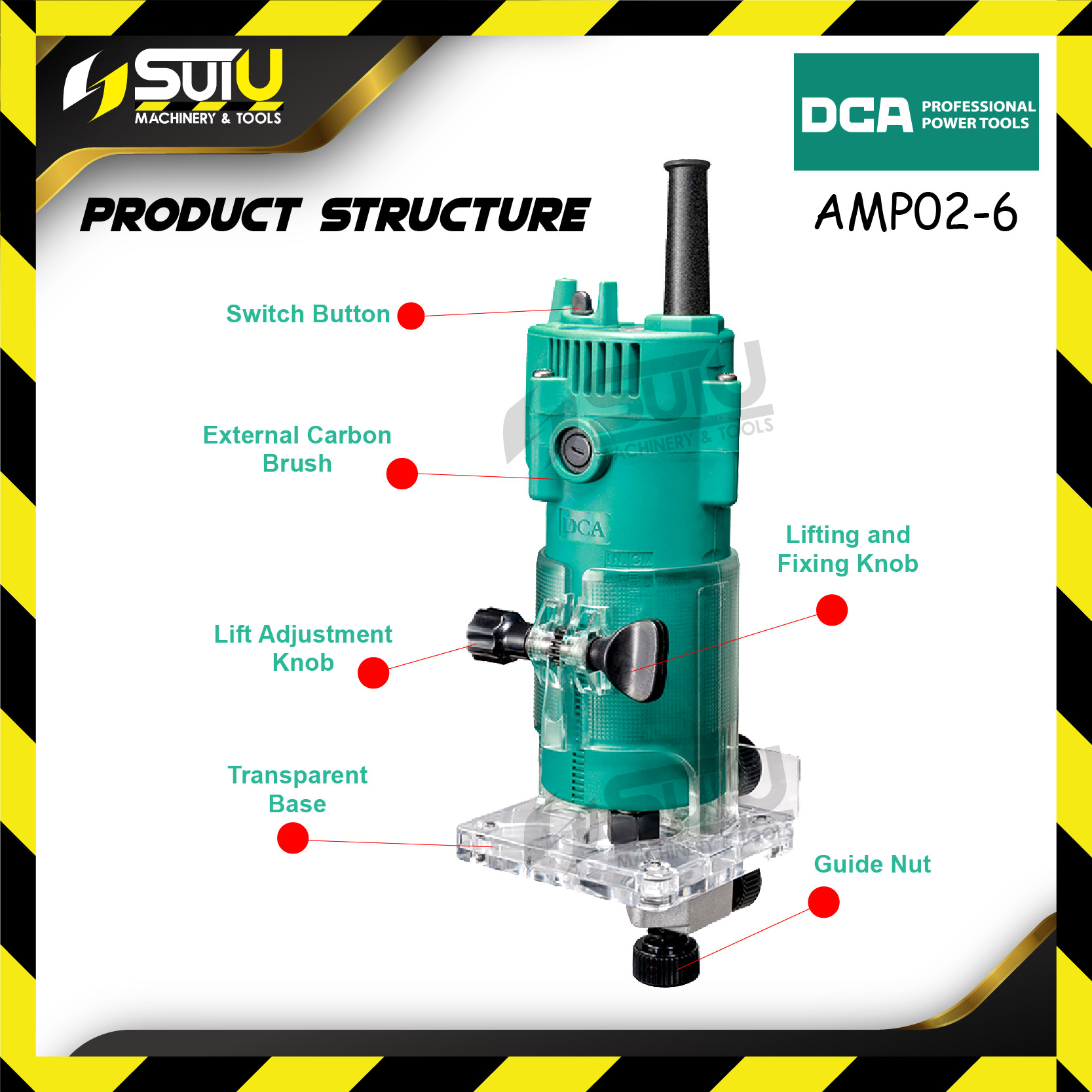 DCA AMP02-6 Trimmer Router 350W 30000RPM | Shopee Malaysia