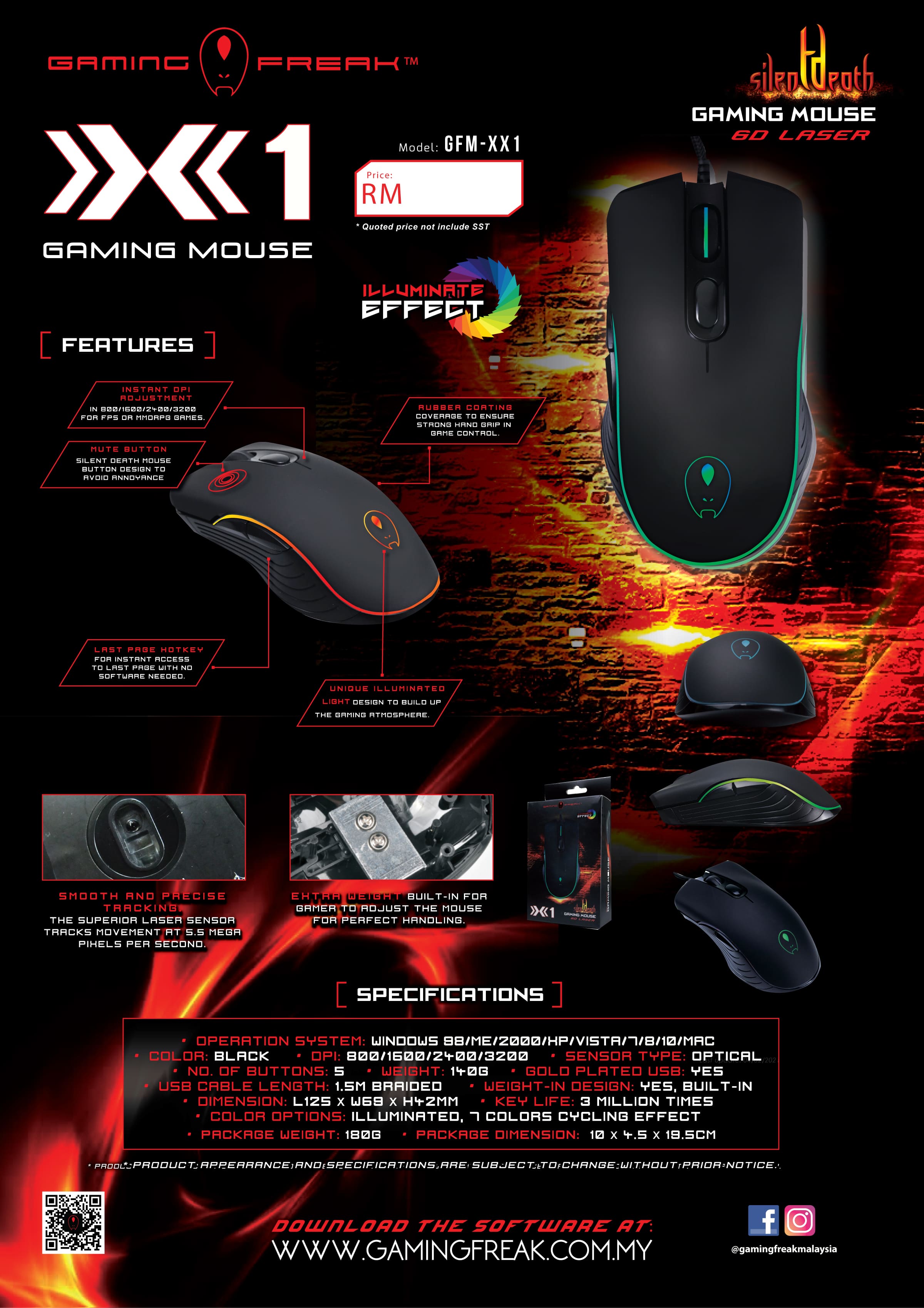 Gaming Freak XX Series Silent Optical USB RGB Gaming Mouse - XX1/XX2/XX3/XX4 | Shopee Malaysia