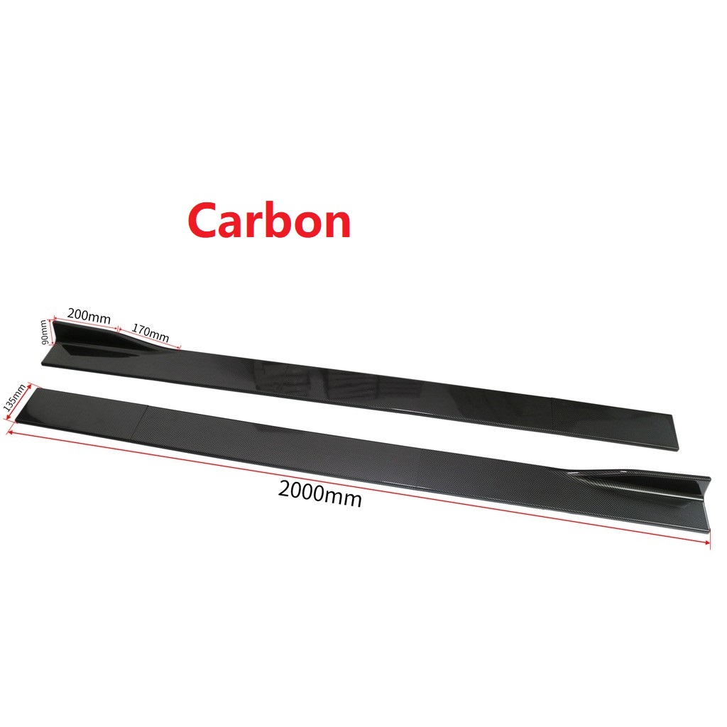 Universal Car Side Skirt BLACK Extensions Rocker Panel Splitters Lip ...