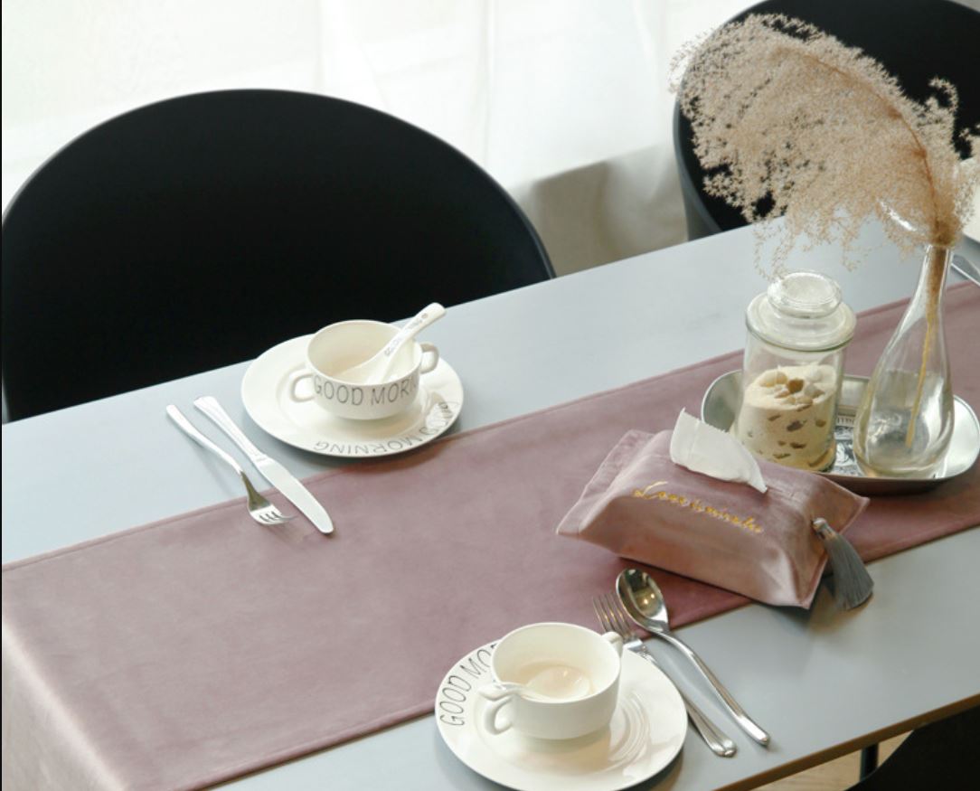 Table Runner Plain Velvet Premium Modern Muji Minimalist Alas Meja ...