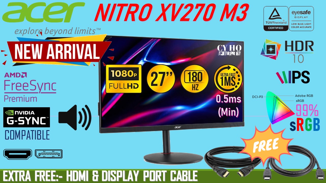 Acer Predator XB273U V3 - 27"WQHD IPS-180hz/ Nitro XV270 M3 27"FHD IPS ...