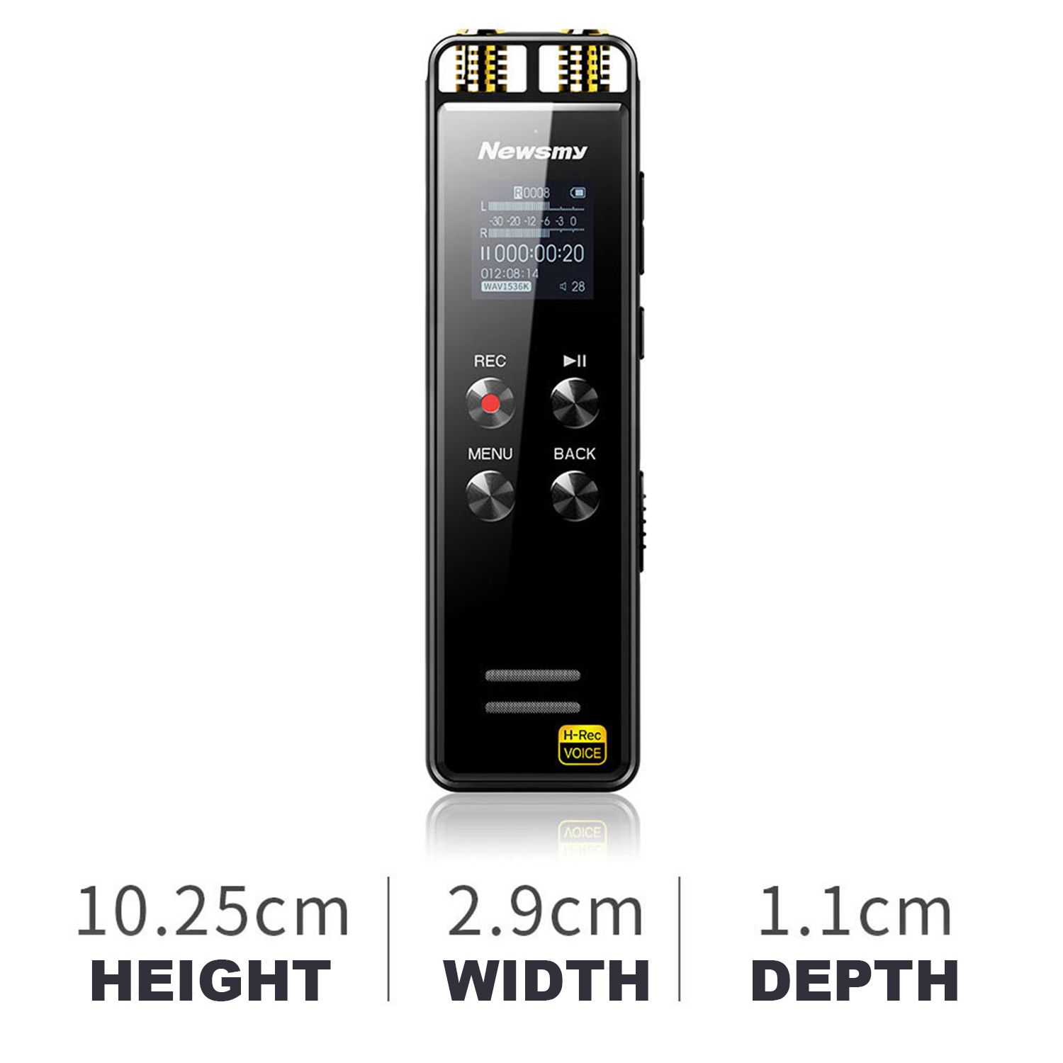 Newsmy RD07 Voice Recorder 1536kbps Audio Player Dual Mic Anti Noise ...