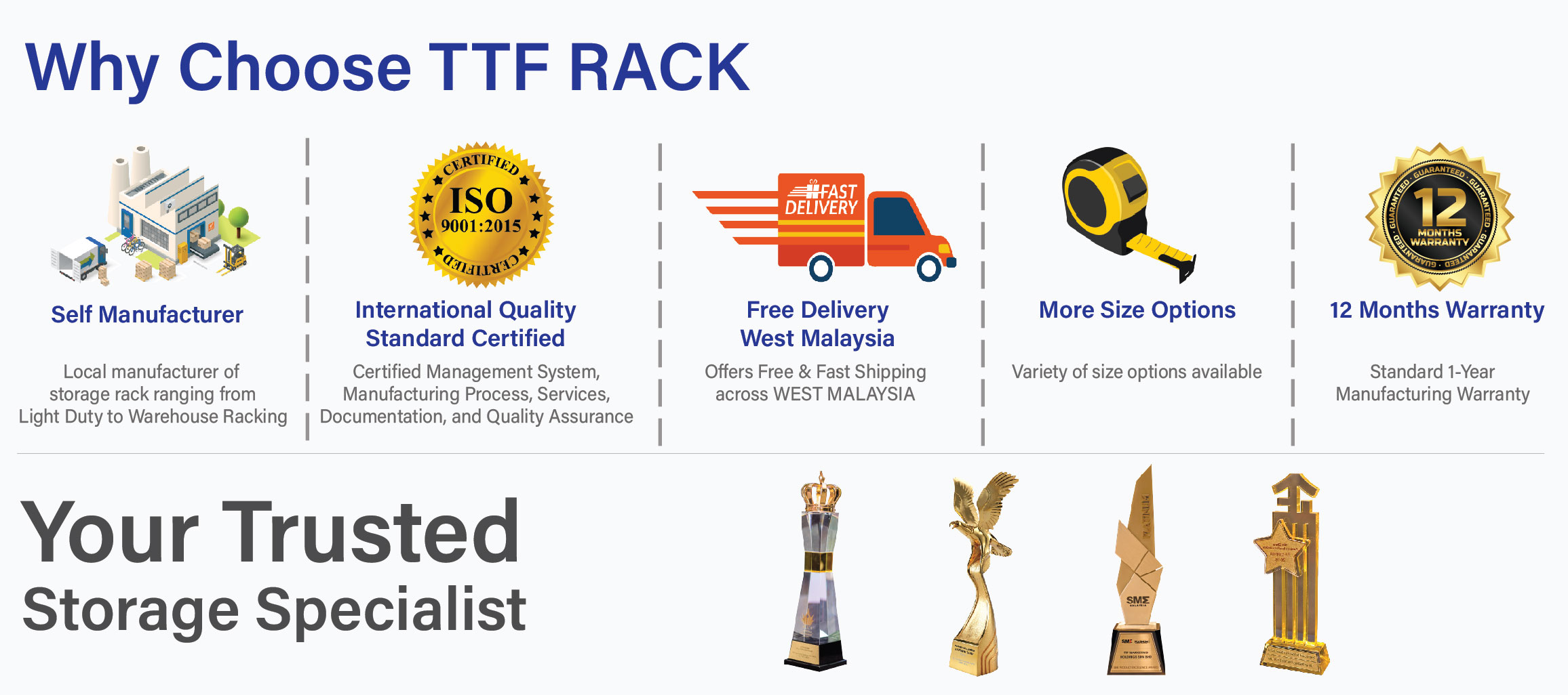 TTF Rack™️ E-BOLTLESS RACK H152-244cm /Storage Rack Rak Besi Warehouse ...