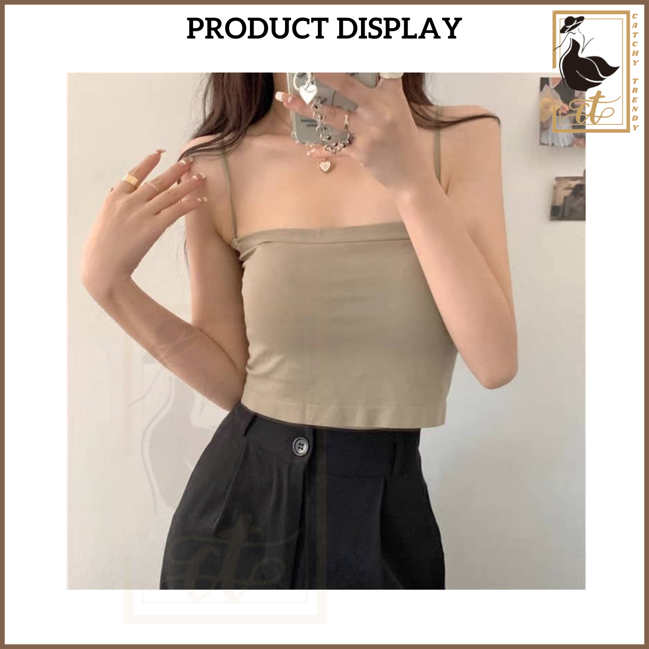 Women Crop Top Singlet with Bra Women Elastic Slim Stripe Strap Tank ...