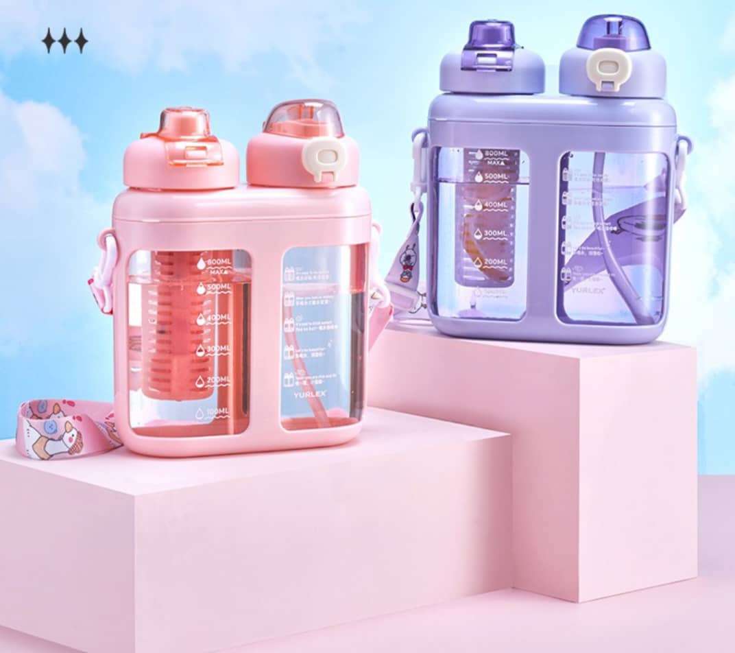 1600ml Double Drink Water Bottle Compartment Package Water Bottles ...