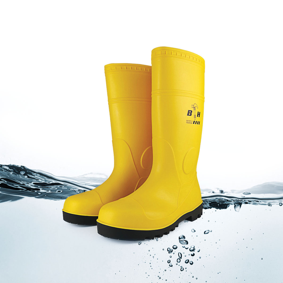 Black Hammer Safety Rain Boots 35cm with Steel Toe Cap and Steel ...