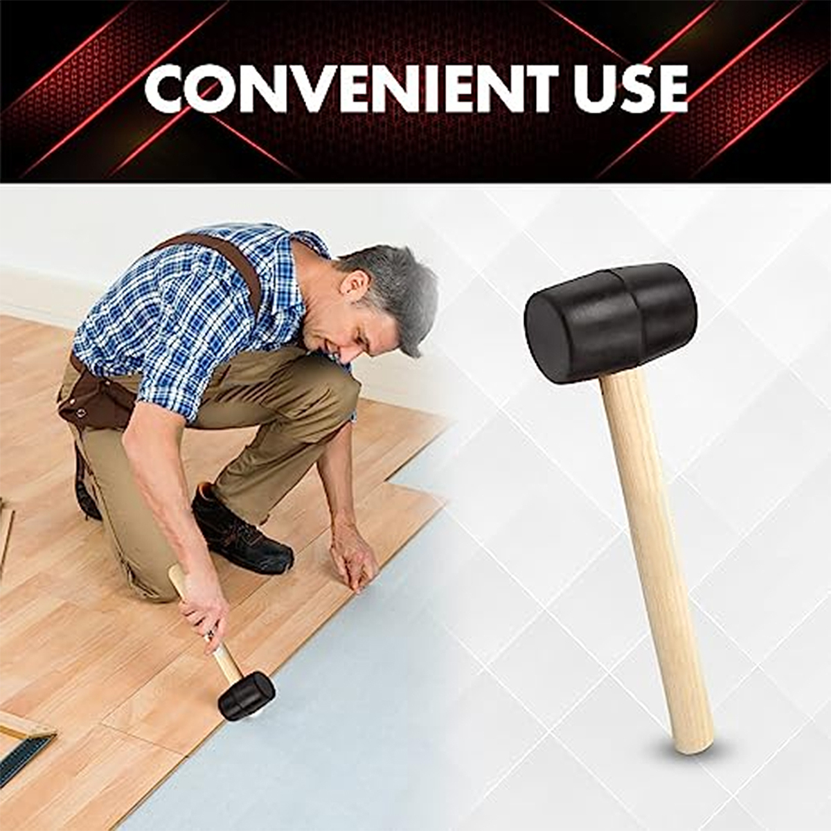 Jetech Rubber Hammer /Rubber Mallet With Wooden Handle Tukul Getah ...