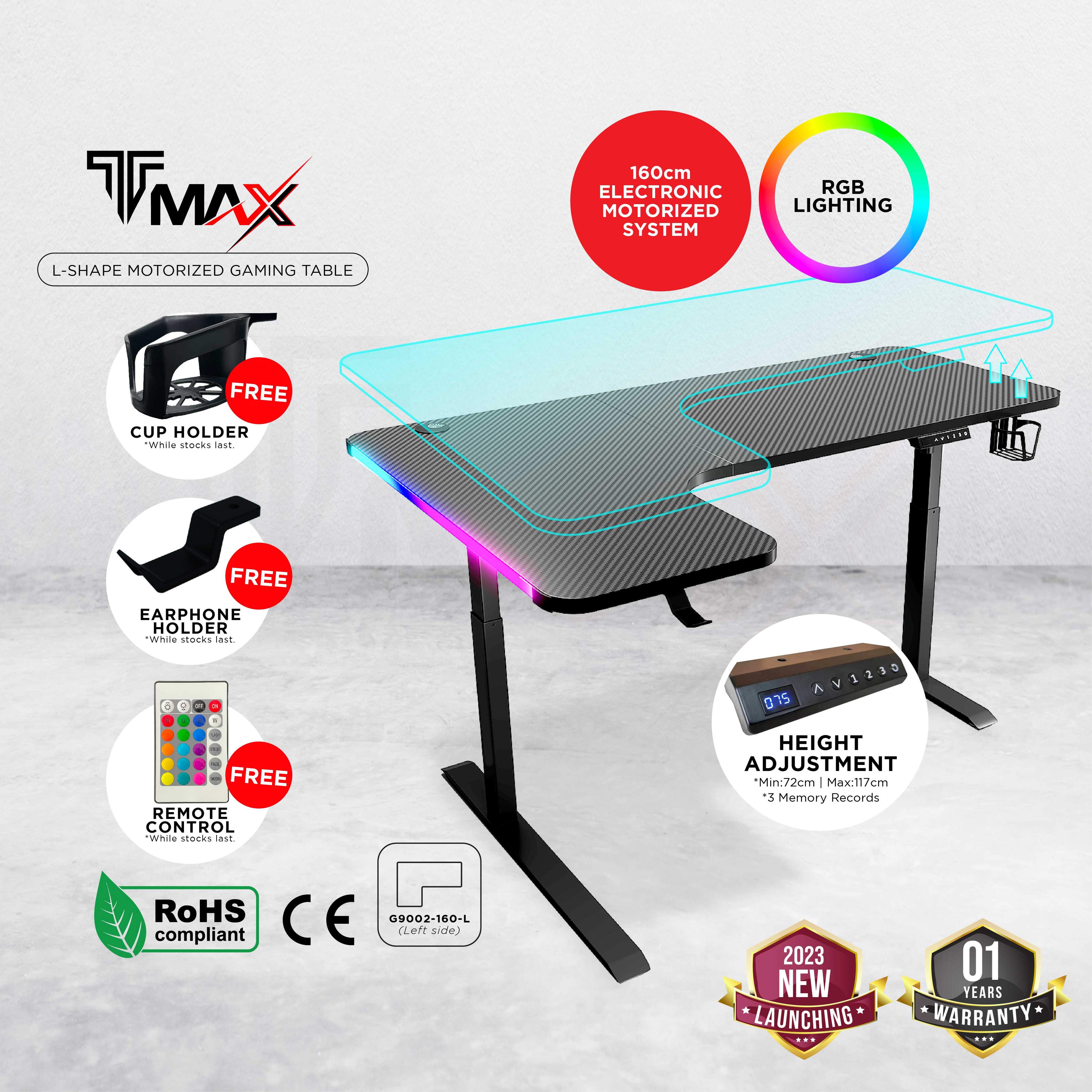 TMAX L160cm L-Shape Smart Lifting Gaming Table Adjustable Height Table ...