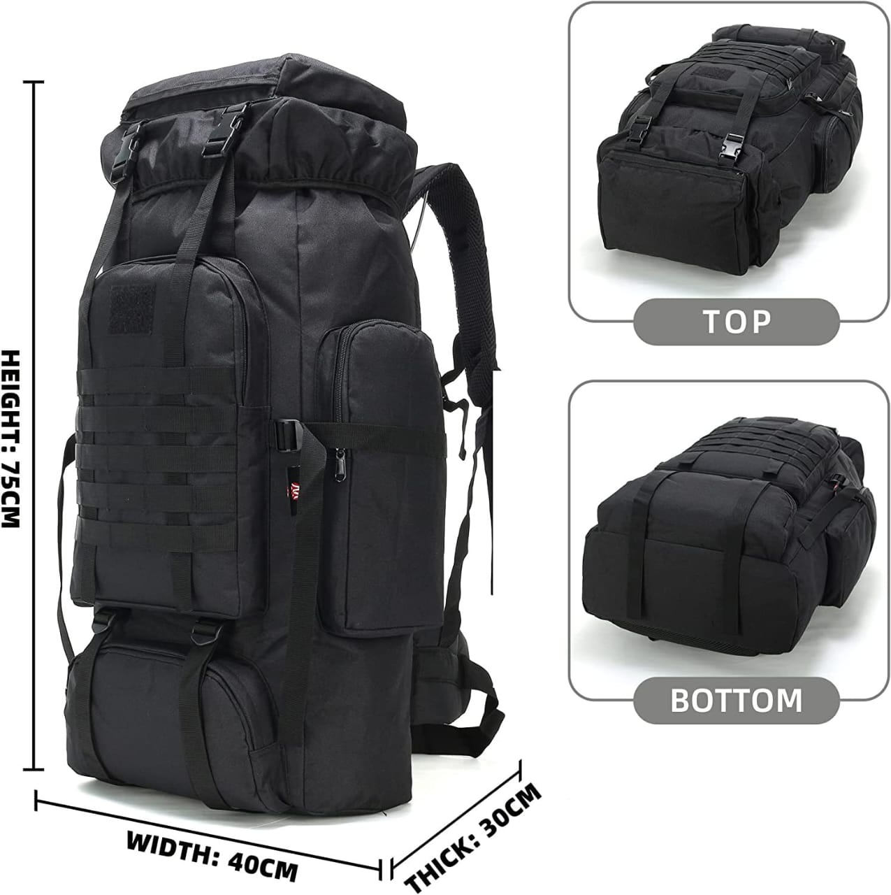 80L Hiking Bag Water Resistant Backpack Travel Bag Large Capacity ...
