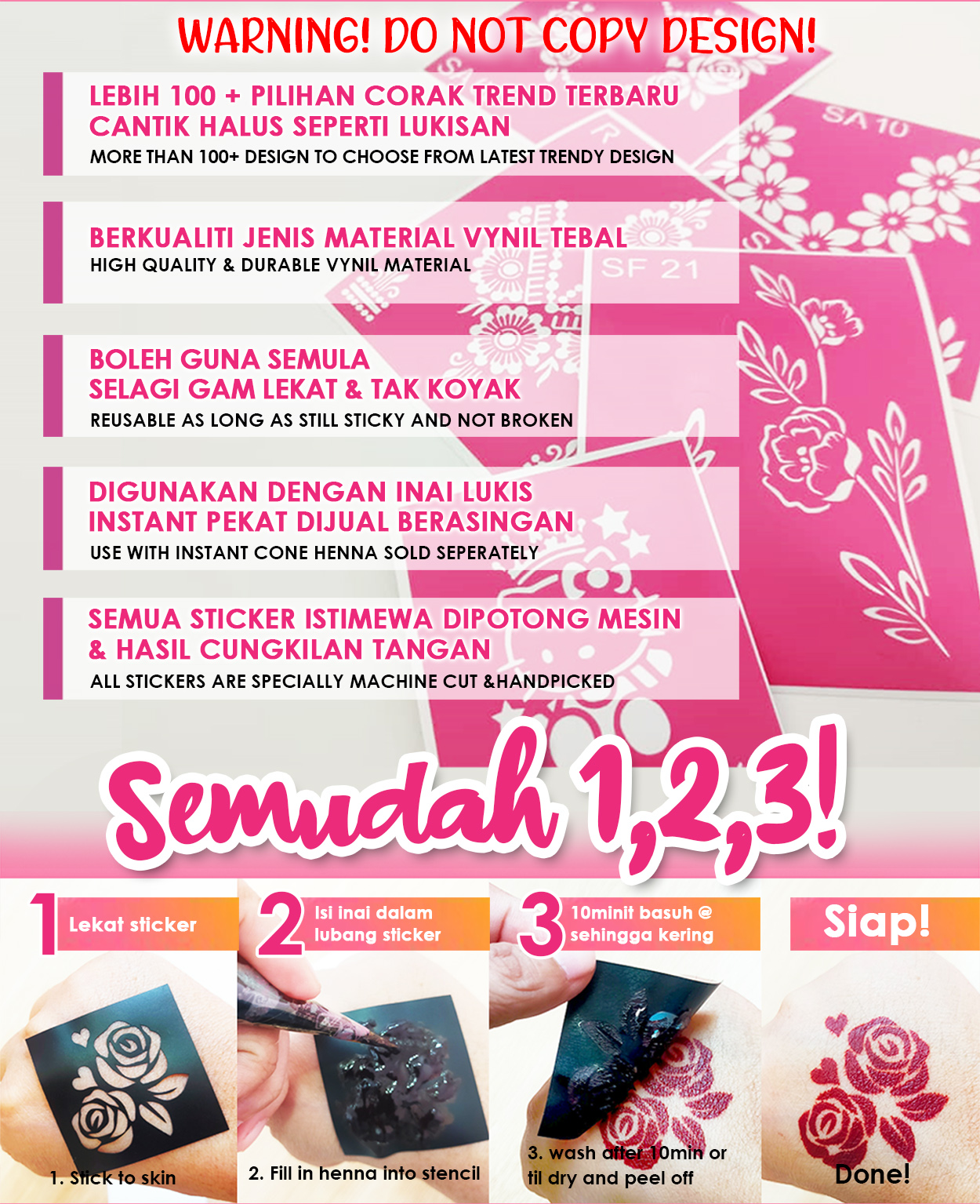 NEW Sticker Inai COQUETTE SIMPLE BOW AESTHETIC Henna Stencil DIY by ...