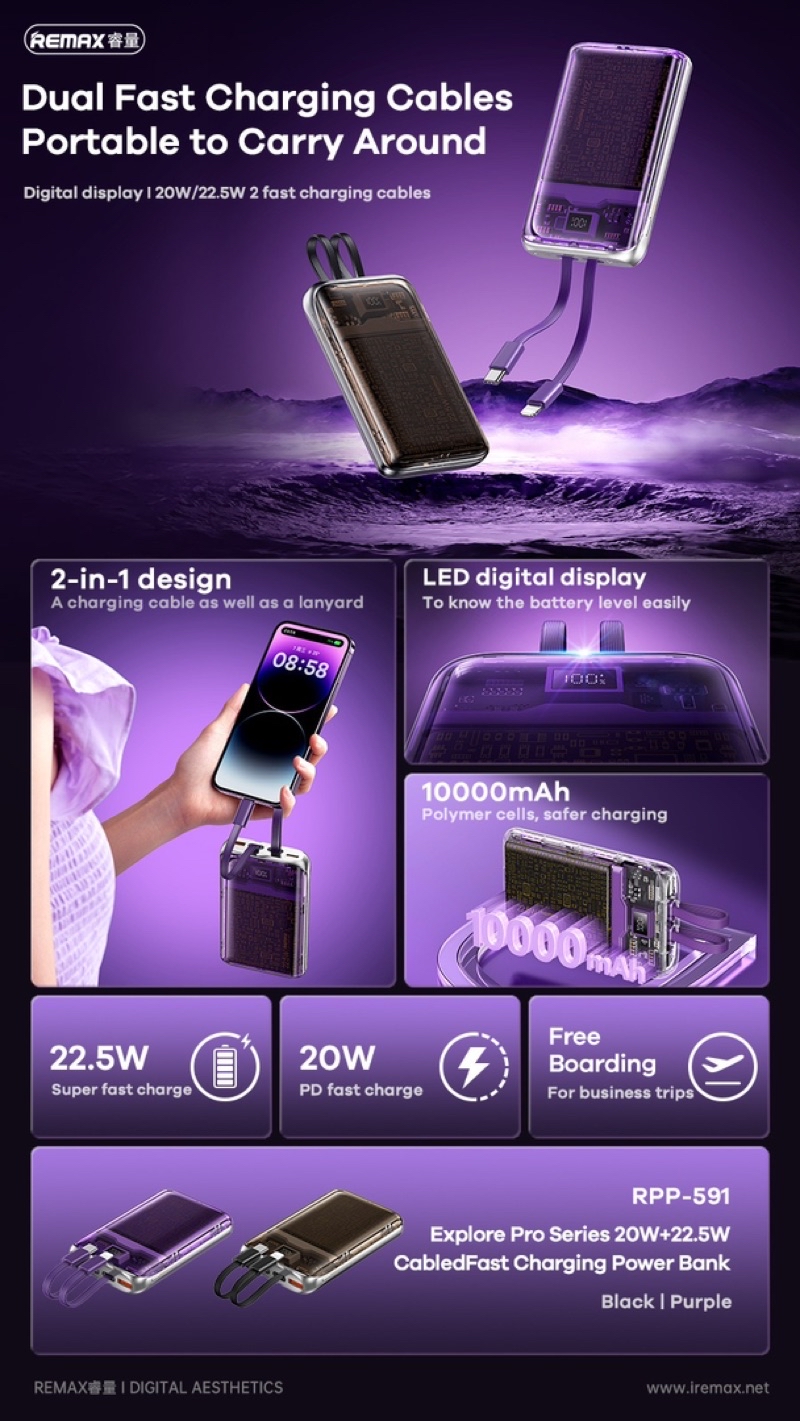 [ UPGRADED ] REMAX RPP-280 / RPP-591 Super Mini Thin Super Fast Charge ...