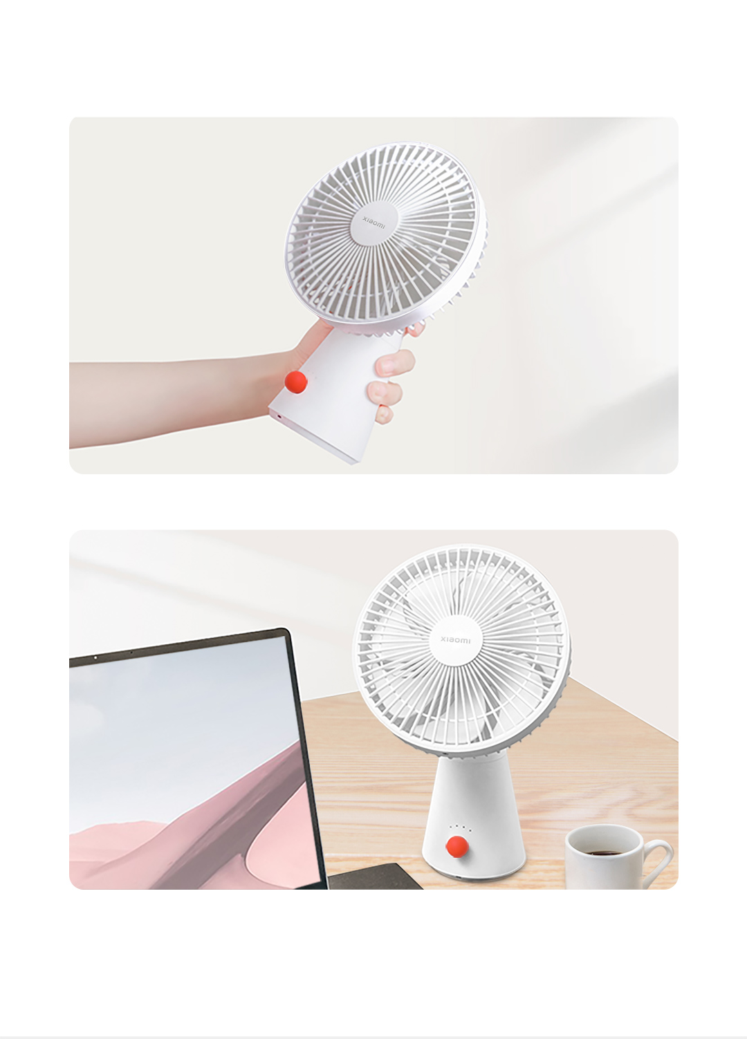 Xiaomi Rechargeable Mini Fan | hand-held+desktop fan/18.5h long ...