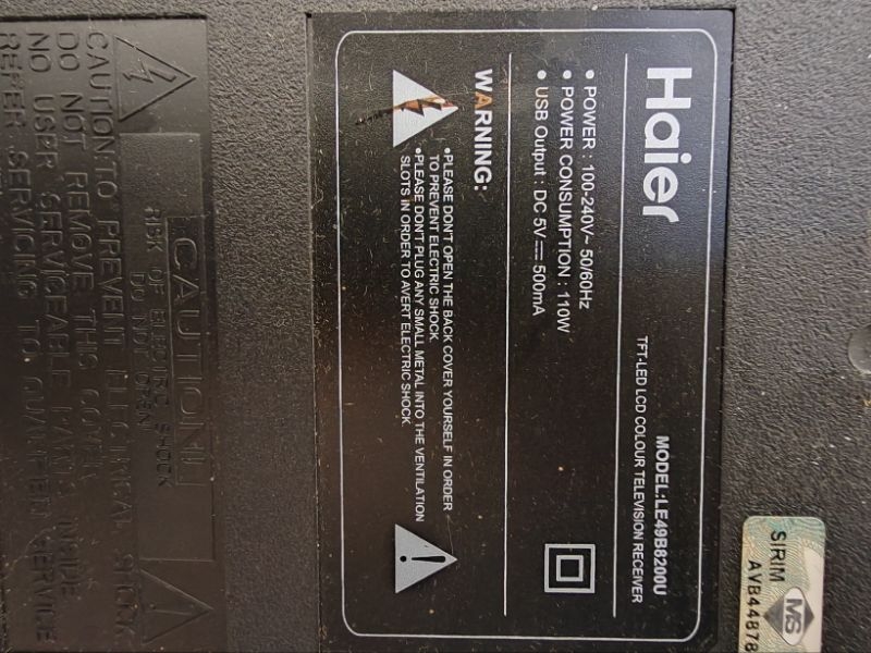 Haier LE49B8200U LED TV Power Board Main Board speakers | Shopee Malaysia