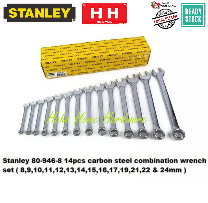 Set Sepana Kombinasi Stanley carbon steel 8-24 mm Combination Wrench Spanner Set (14 pcs) 80946 ...
