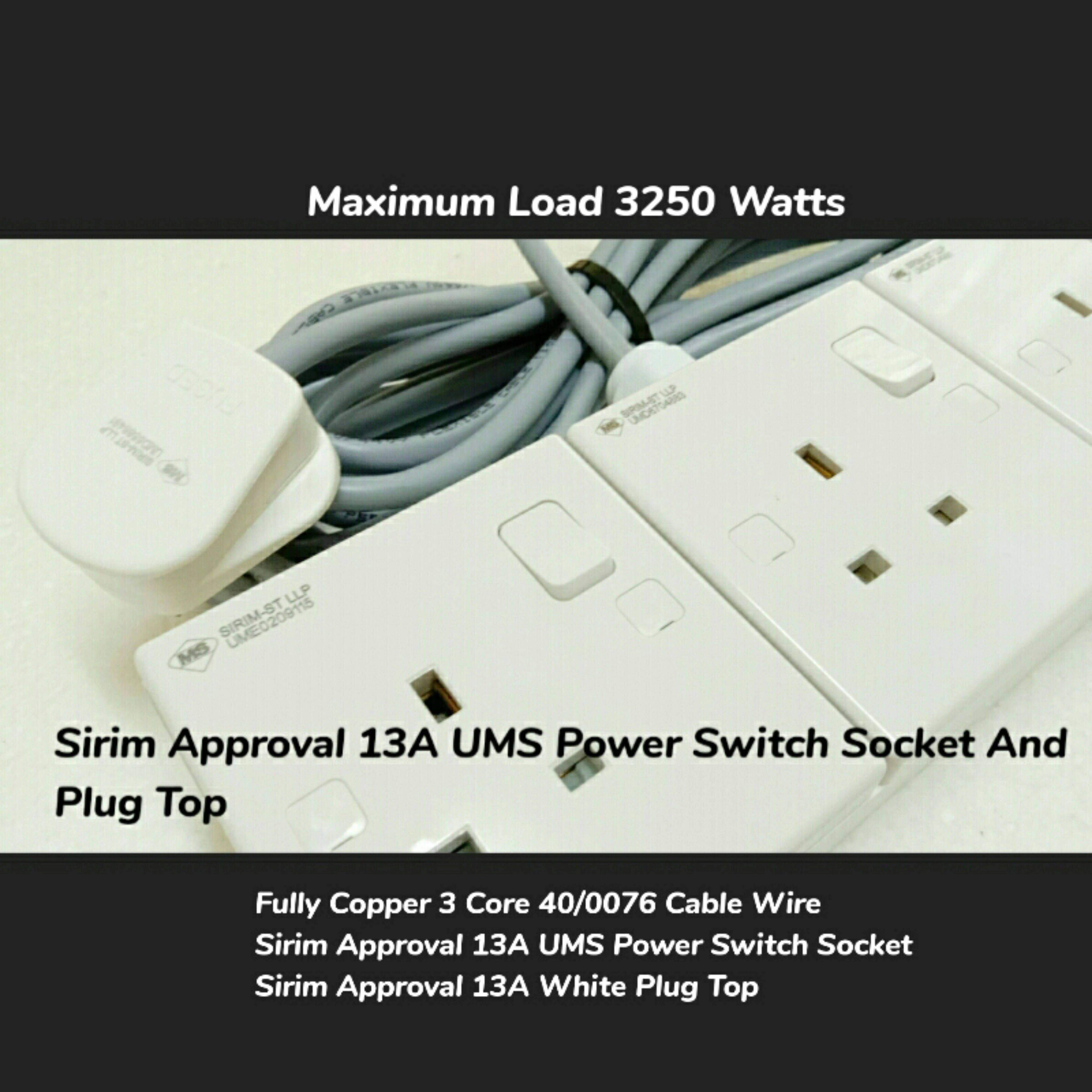 Heavy Duty 1/2/3/4 Gang UMS Trailing Extension Power Socket Plug Wire ...