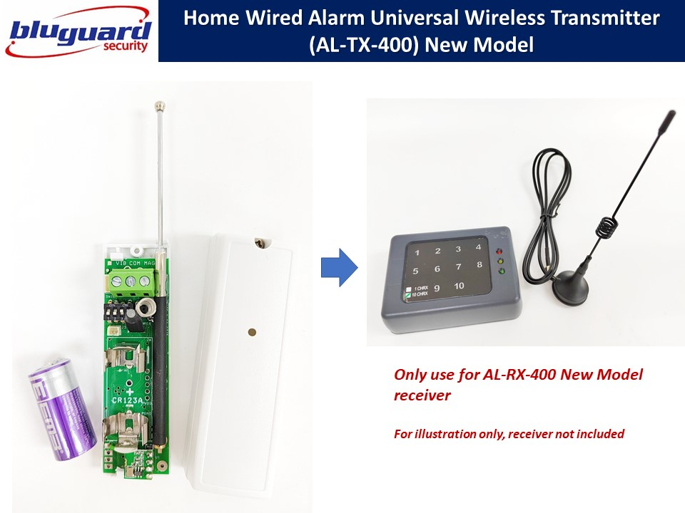 Bluguard Home Wired Alarm Universal Wireless Transmitter (AL-TX-400 ...