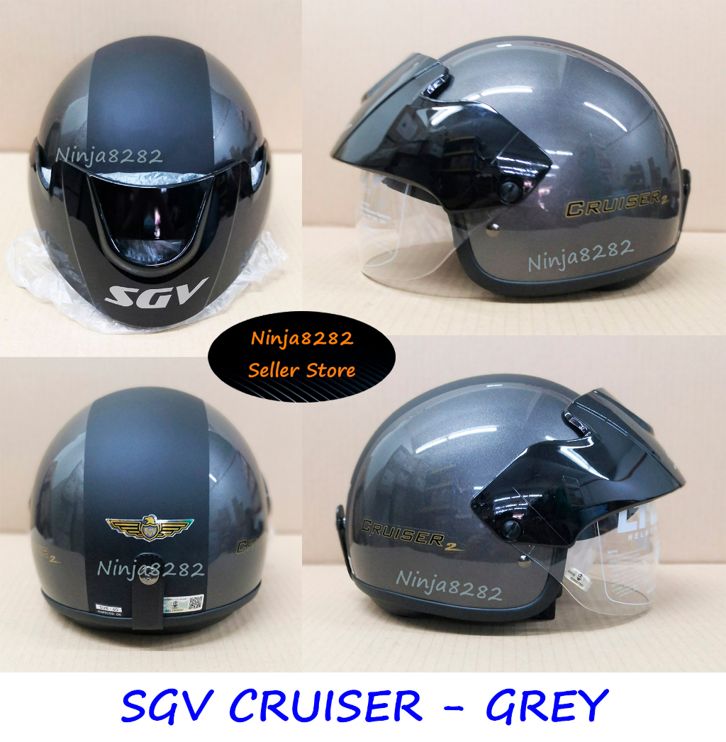SGV Cruiser Visorex Half Cut Helmet - Grey | Shopee Malaysia