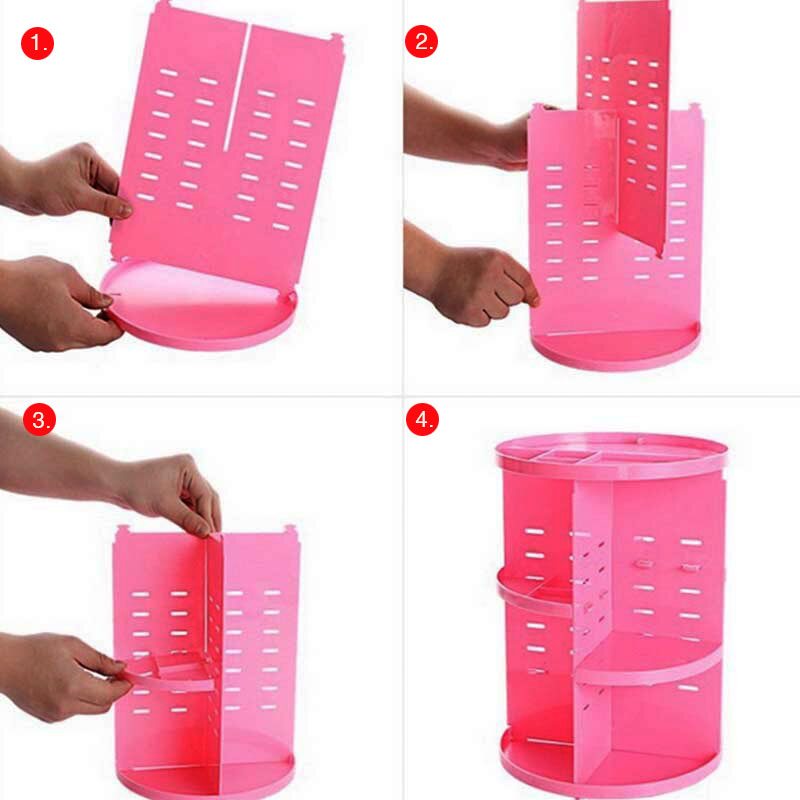 𝟳 𝗟𝗔𝗩𝗘𝗟 𝗔𝗗𝗝𝗨𝗦𝗧𝗔𝗕𝗟𝗘 》360 Rotate Make Up Cosmetic Organize Storage Box ...