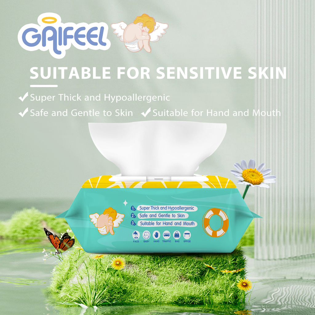 GAIFEEL Wet Tissue Baby Wipes 100 Pcs Unscented Baby Wipes Wet Wipes X ...