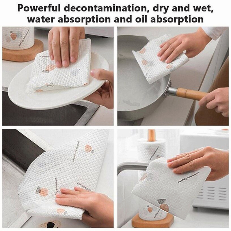 50pc/roll Roll Cleaning Cloths Lazy Rags Dry Washable Disposable Dish ...
