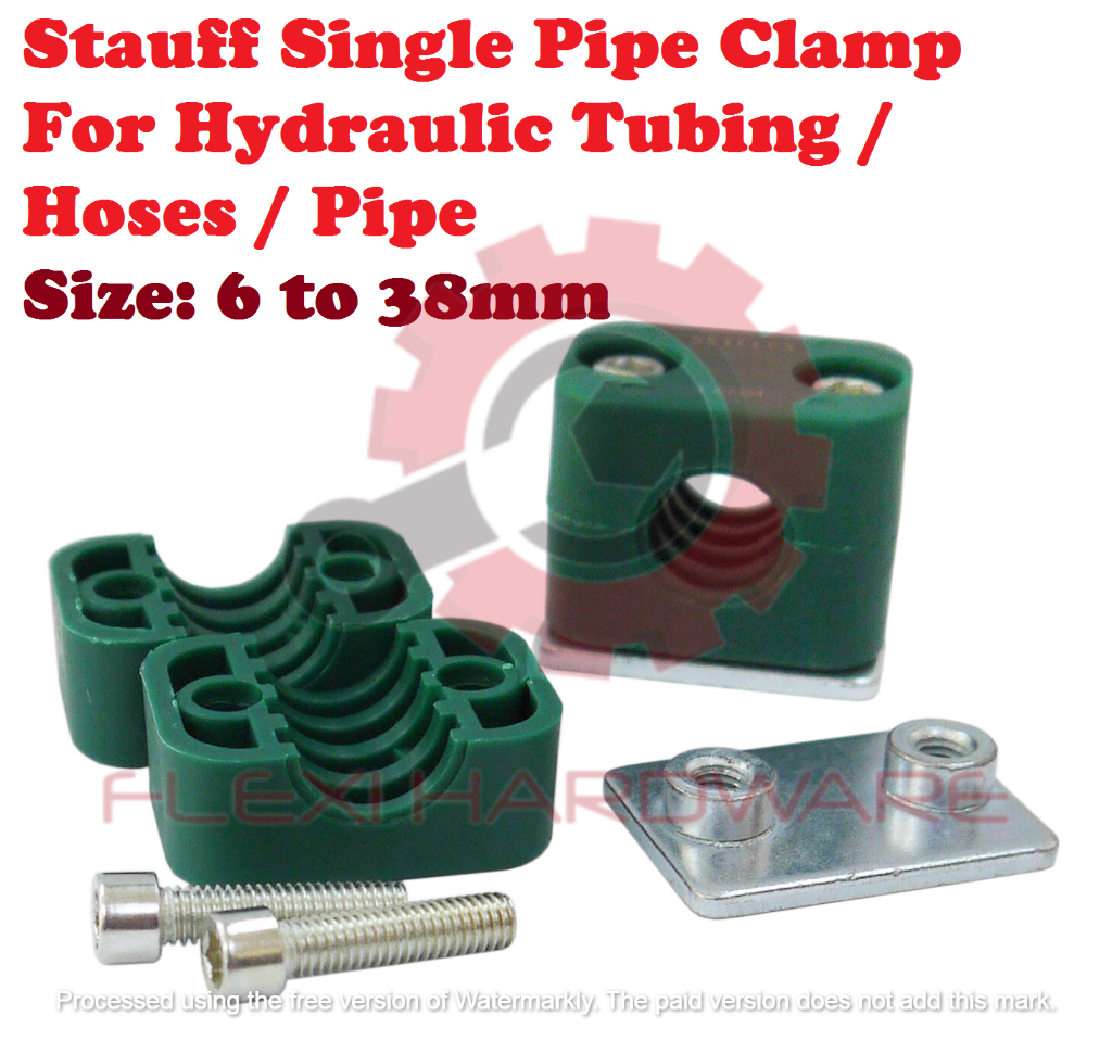 Stauff Green Single Pipe Clamp 6 to 38mm For Hydraulic Tubing / Hoses ...