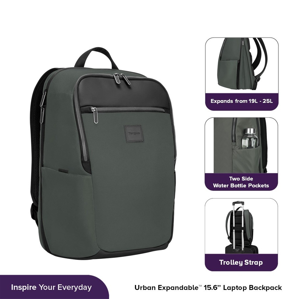 TARGUS BP 15.6 INCH URBAN EXPANDABLE (BLACK/ OLIVE) TBB596 | Shopee ...