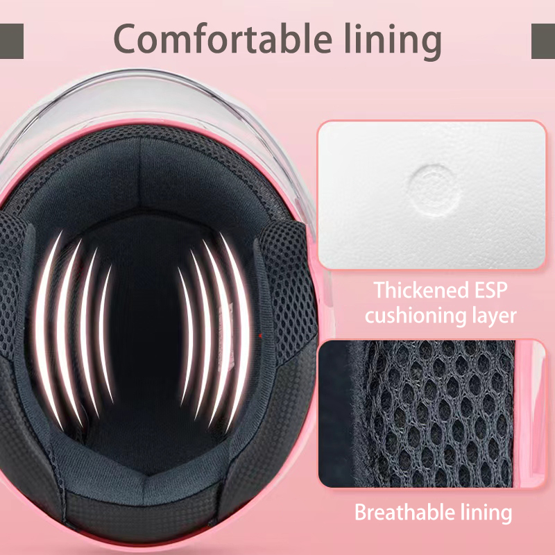 HNJ Motorcycle Helmet Half Cut Open Face (Suit All 56-62CM) Pink Adult ...